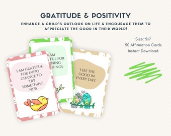 Kids' Gratitude & Positivity Affirmation Cards - 50-card Pack ...