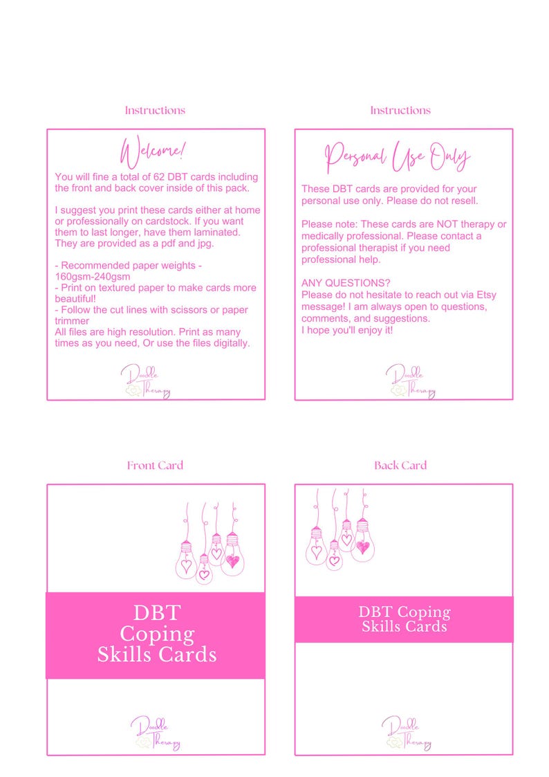 DBT Coping Skills Flash Cards: Mental Health, PTSD (printable) - Etsy