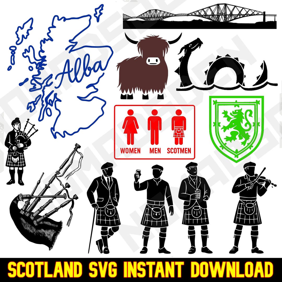 Scotland SVG Icons Bundle | Scottish Symbols, Maps, Landmarks and ...