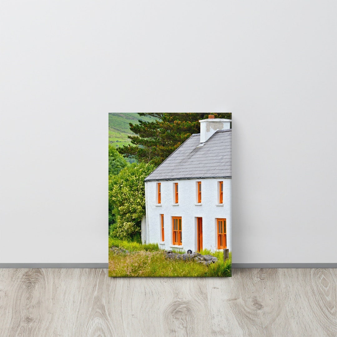 Colorful Irish Cottage and Dog, IRELAND Landscape Photo, Animal Lover ...