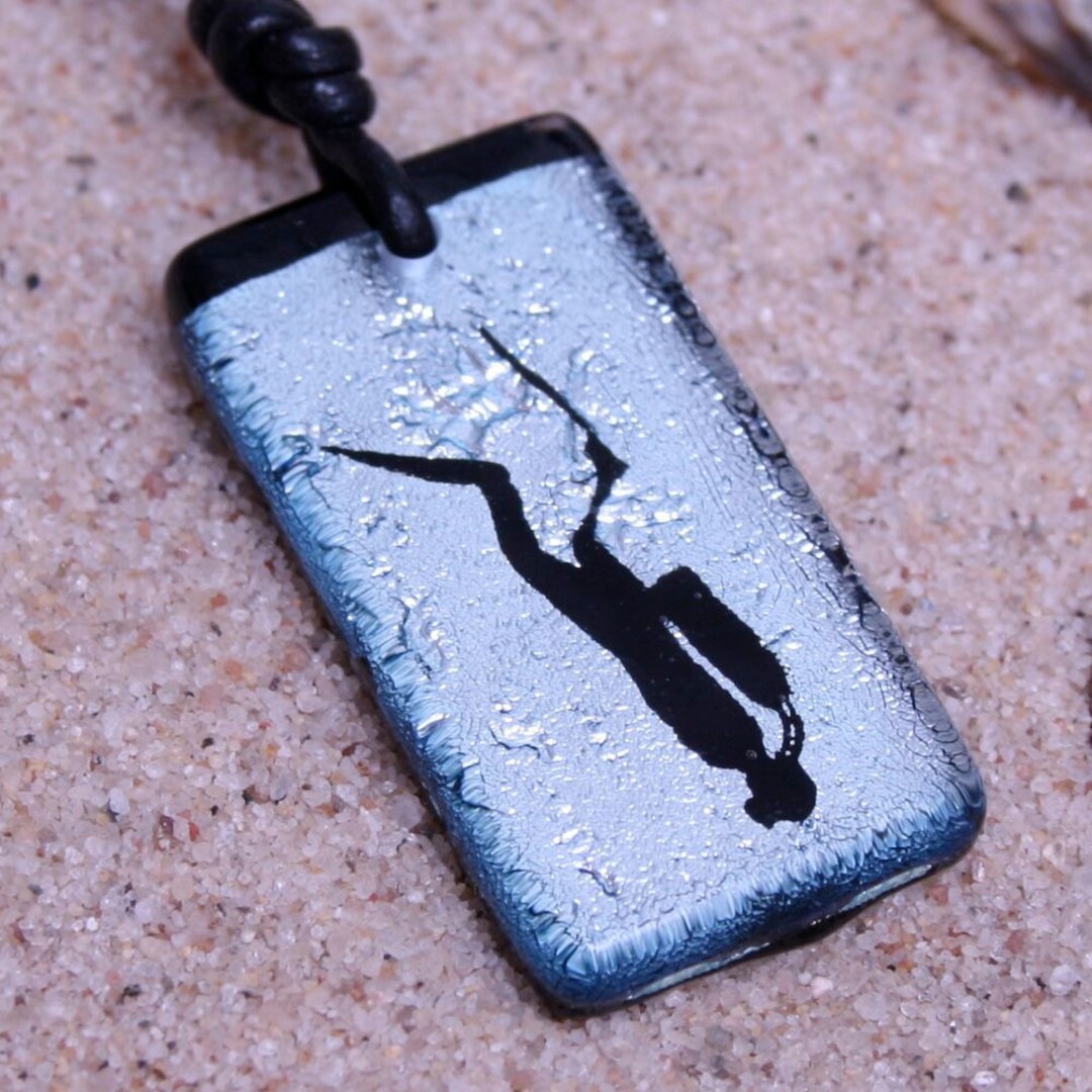 Diver Necklace Pendant Scuba Diving Jewelry Gift Dive Gear Dichroic ...