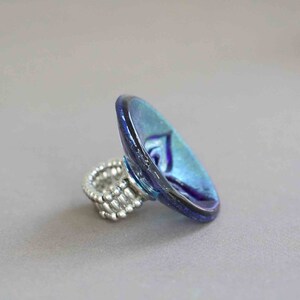 Statement Glass Ring Cocktail Ring Fused Dichroic Glass Handmade in USA ...