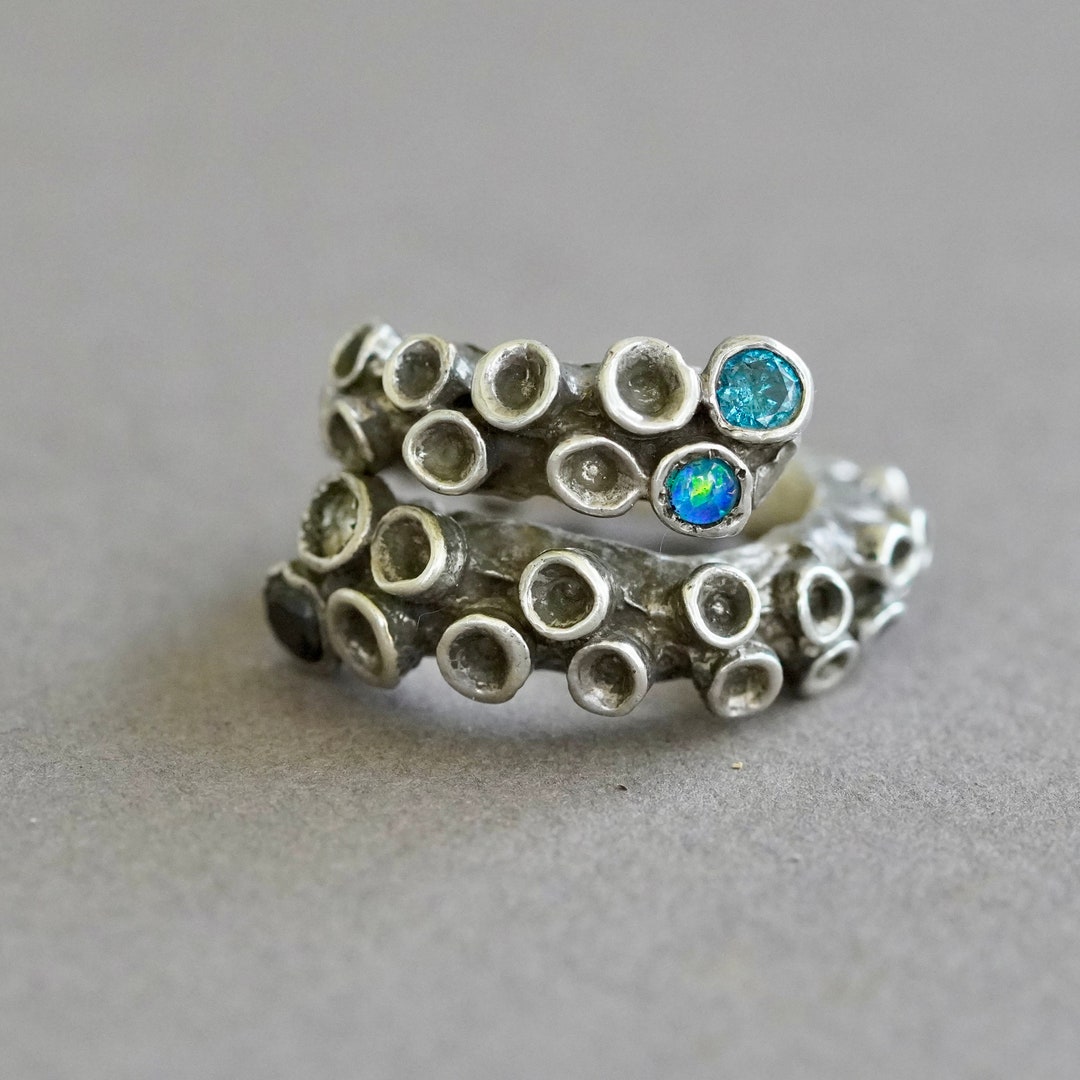 Octopus Tentacle Ring Sterling Silver Adjustable Engagement Handmade ...