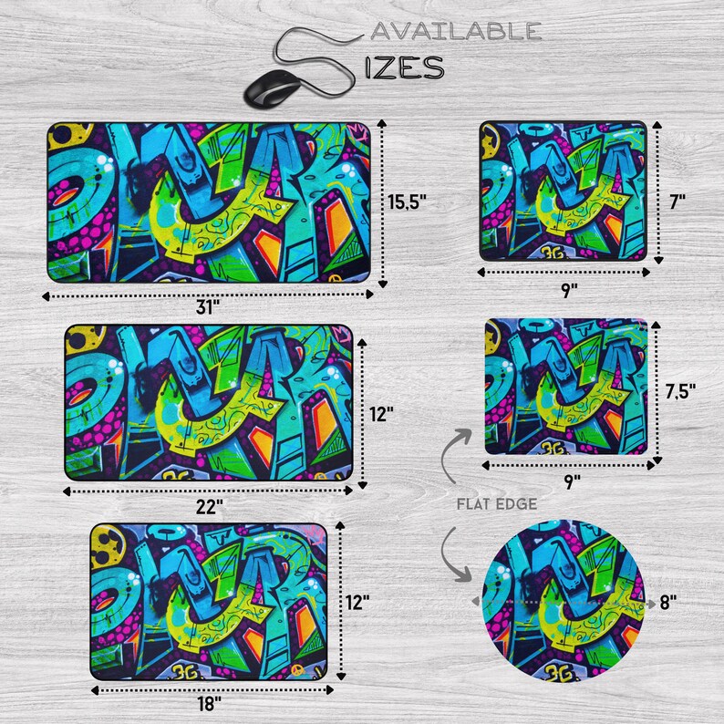 Graffiti Deskmat Desk Mat Aesthetic Custom Mouse Pad Desk Decor ...