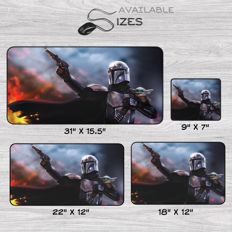 Mandalorian Playmat Star Wars Unlimited Baby Yoda Mouse Pad Boba Fett ...