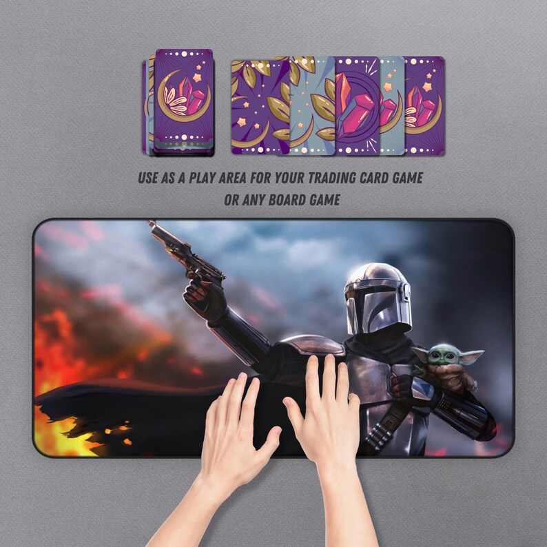 Mandalorian Playmat Star Wars Unlimited Baby Yoda Mouse Pad Boba Fett ...