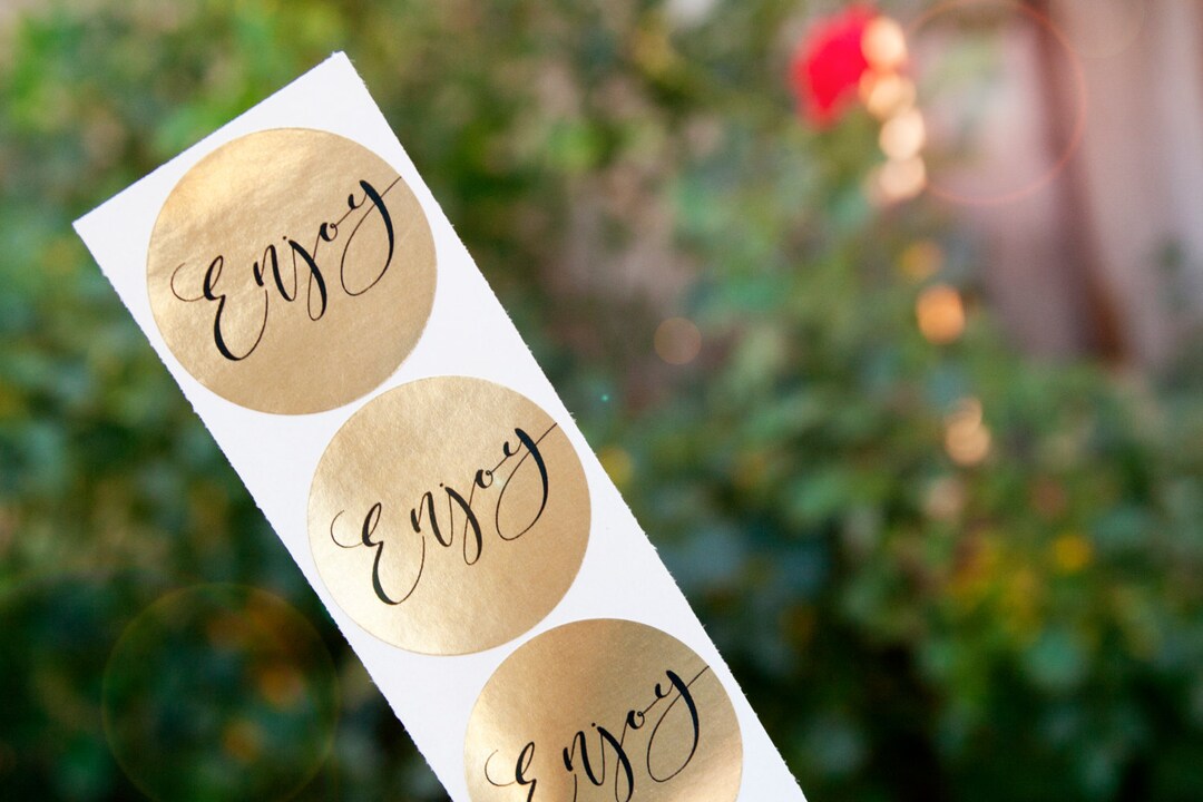 Gold Foil ENJOY Stickers - Wedding Favor Stickers - Wedding Favors ...