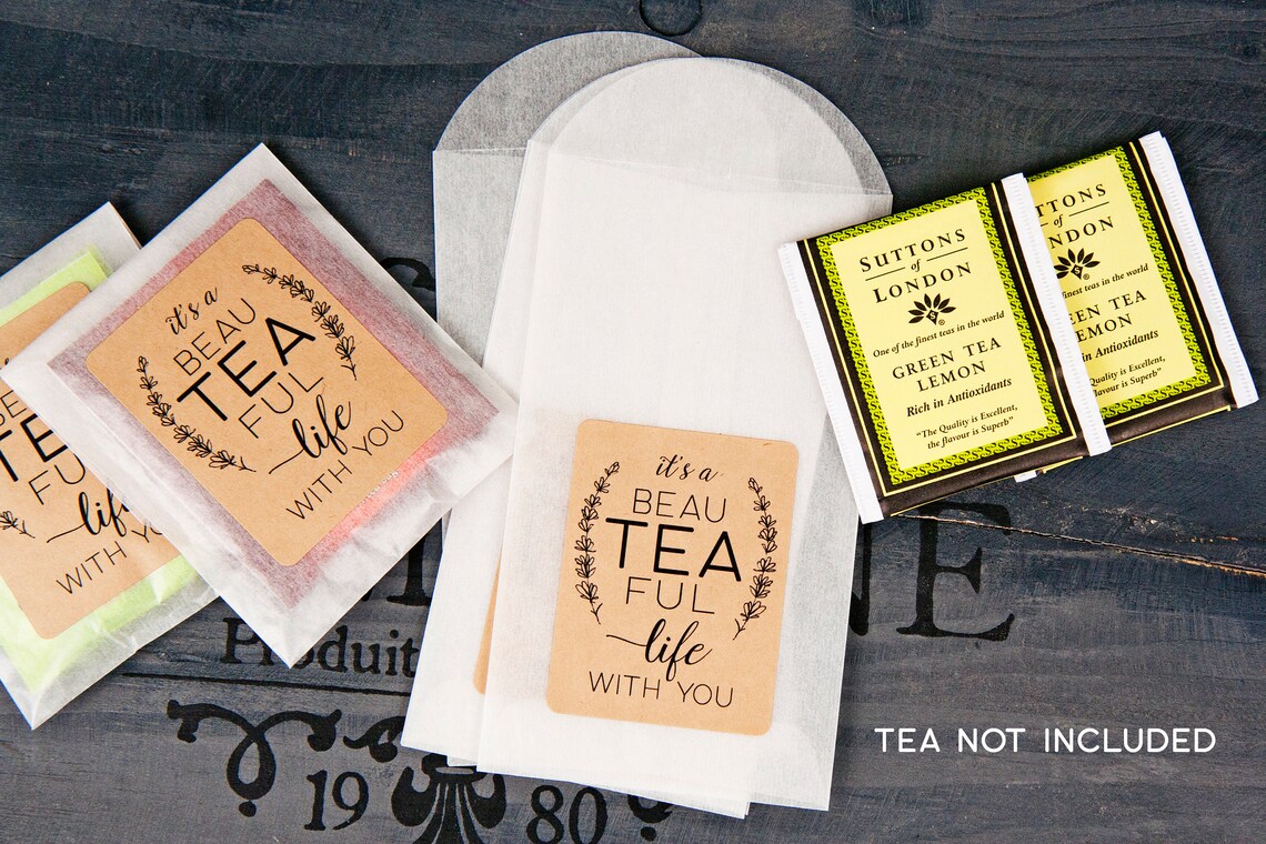Wedding Tea Envelopes Romantic Tea Pun Bags & Stickers for | Etsy