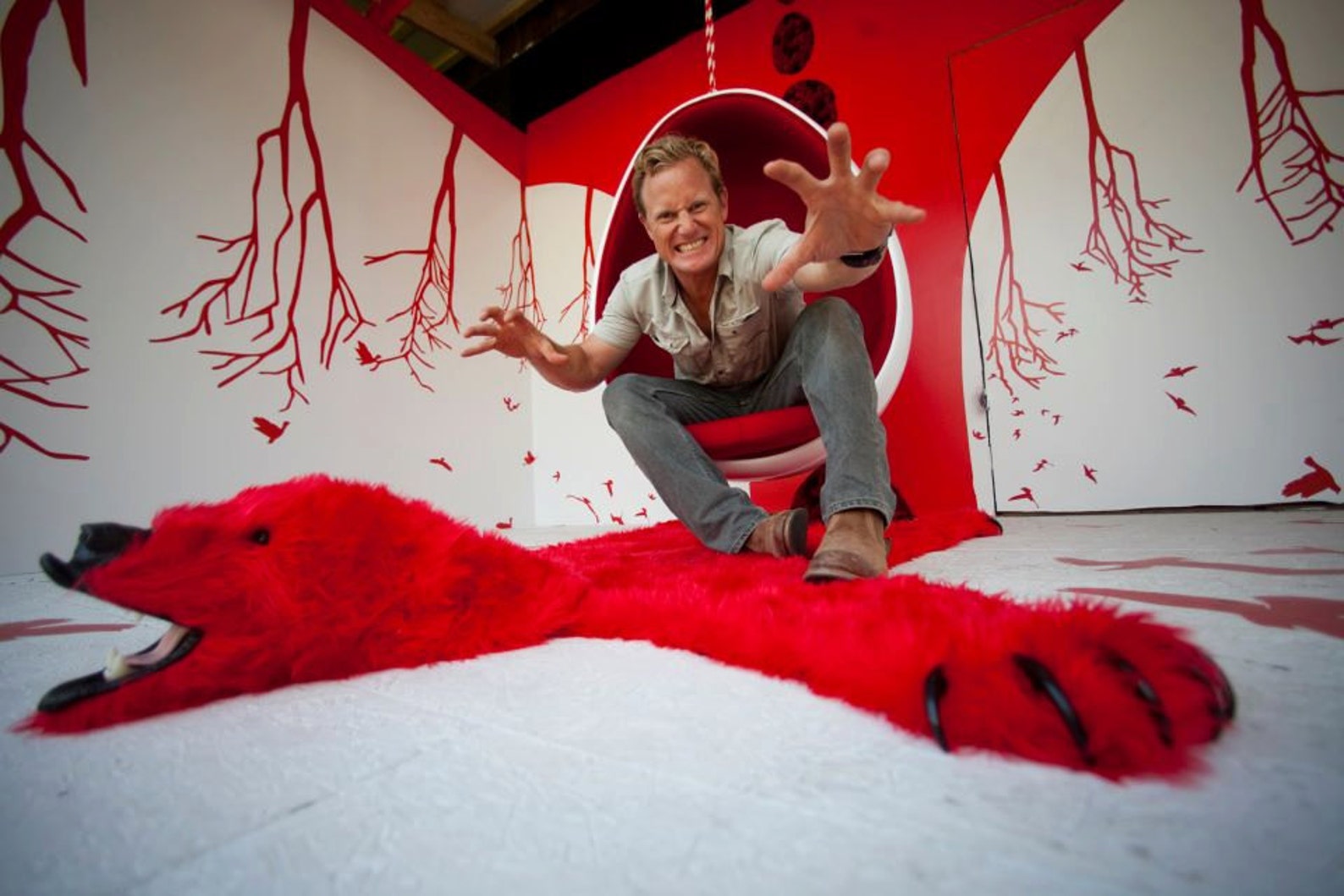 Dramatic Red Faux Bearskin Rug - Limited Edition (21) - Etsy