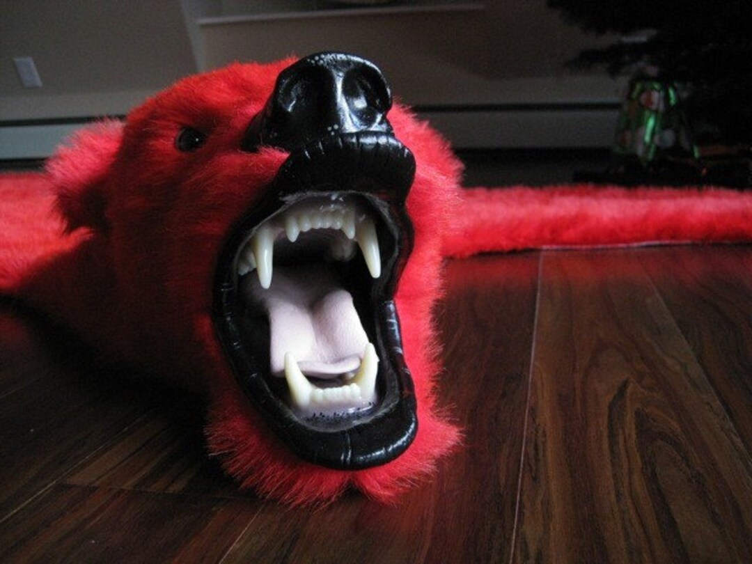 Dramatic Red Faux Bearskin Rug - Limited Edition (21) - Etsy
