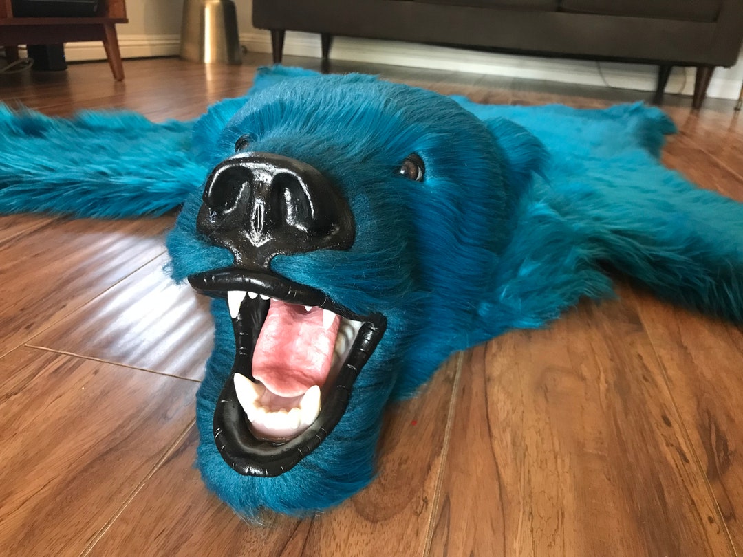 Cookie Monster Blue Faux Bearskin Rug - Etsy