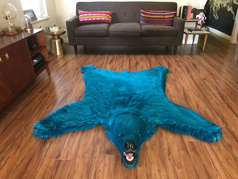 Cookie Monster Blue Faux Bearskin Rug - Etsy