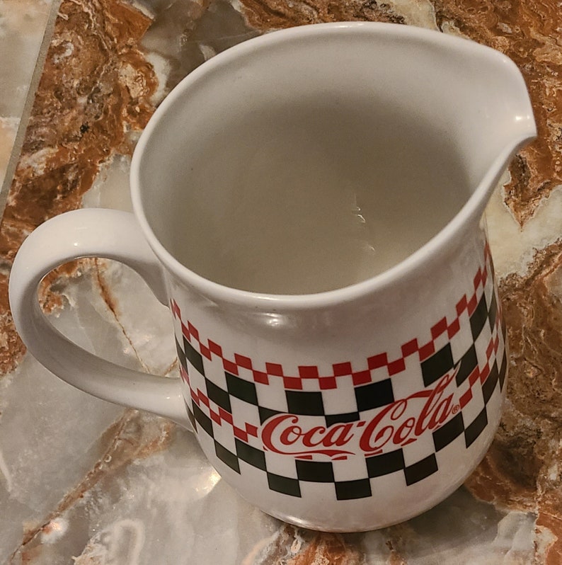 Vintage 1996 Coca-cola Checkered Pitcher Dinnerware Gibson - Etsy