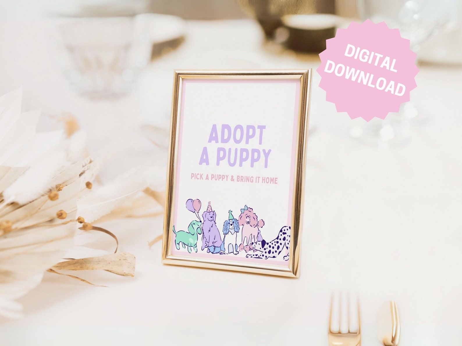 Editable Puppy Pawty Birthday Welcome Sign, Let's Pawty Sign, Puppy ...