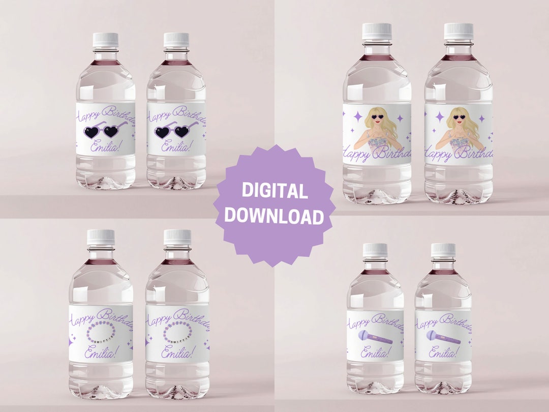 Taylor Swift Birthday Water Bottle Label Template, Swiftie Party Water ...
