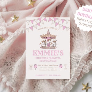 Editable Carnival Carousel Welcome Sign, Carnival Carousel Sign, Pink ...