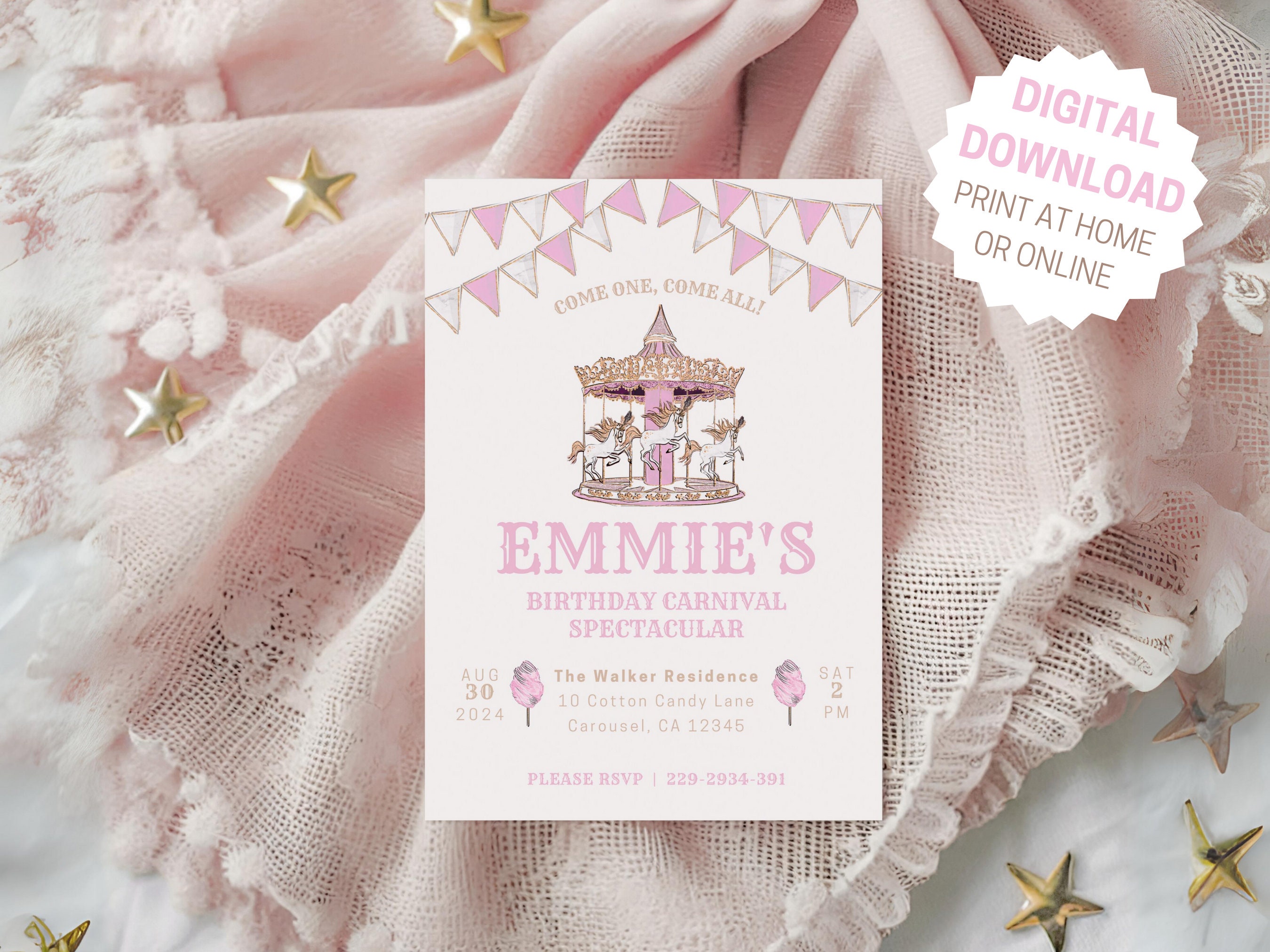 Editable Carnival Carousel Welcome Sign, Carnival Carousel Sign, Pink ...