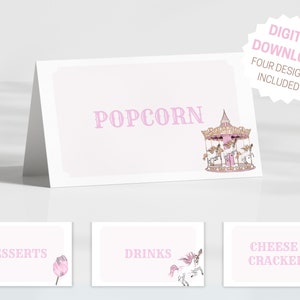 Carnival Carousel Birthday Favor Tags, Favor Sticker, First Birthday ...