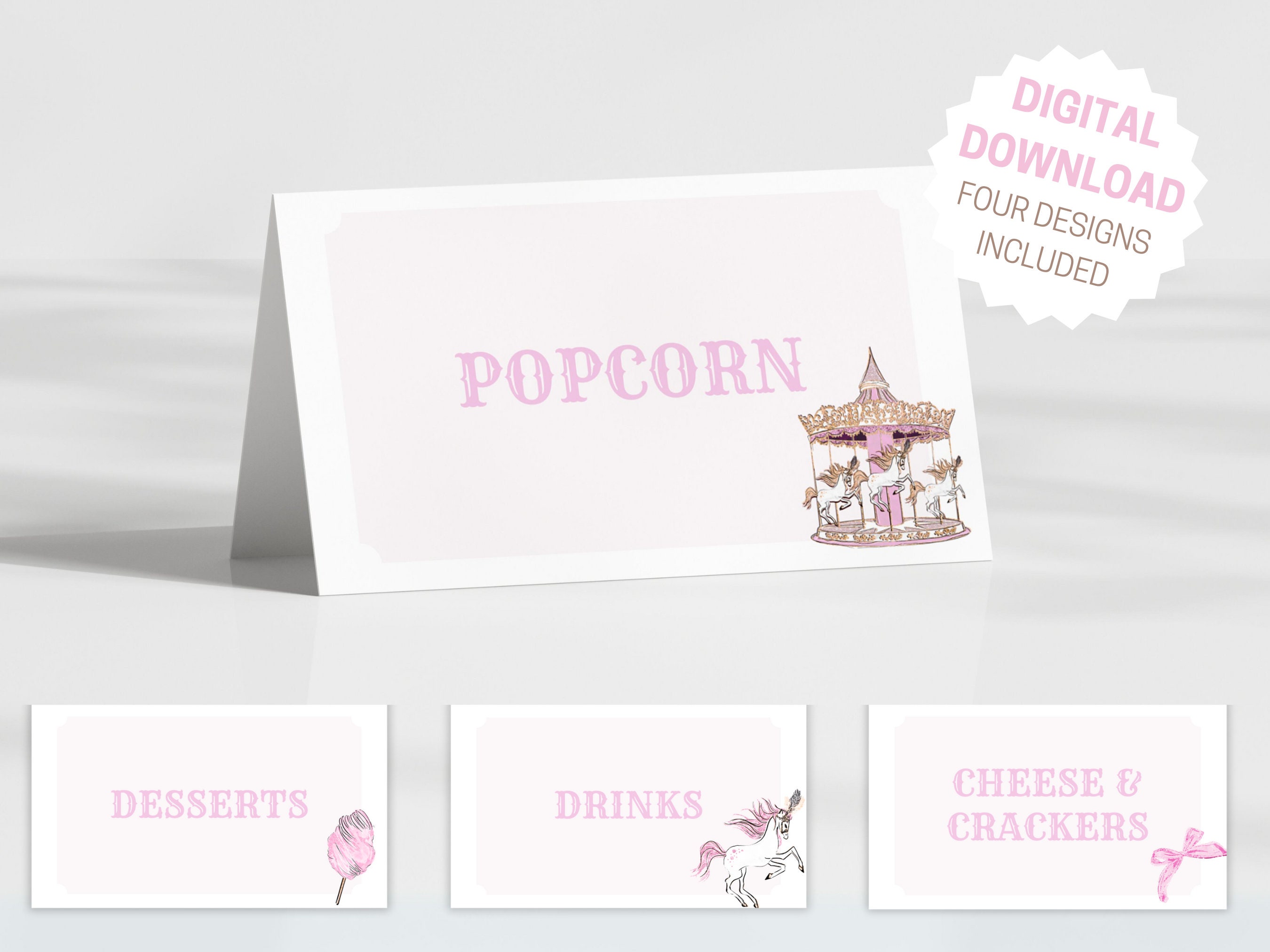 Editable Carnival Carousel Welcome Sign, Carnival Carousel Sign, Pink ...