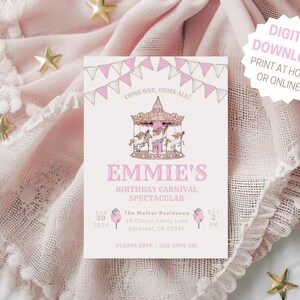 Carnival Carousel Birthday Favor Tags, Favor Sticker, First Birthday ...