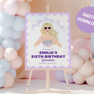 Editable Taylor Swift Birthday Welcome Sign, Swiftie Sign, Eras Tour ...