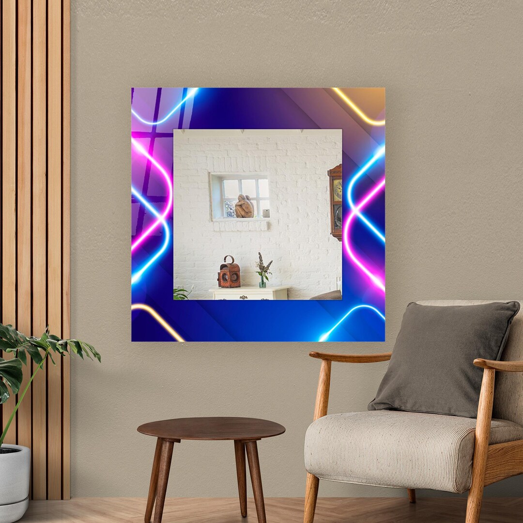 Colorful Neon Colors Printed Mirror Wall Decor for Club, Living Room ...
