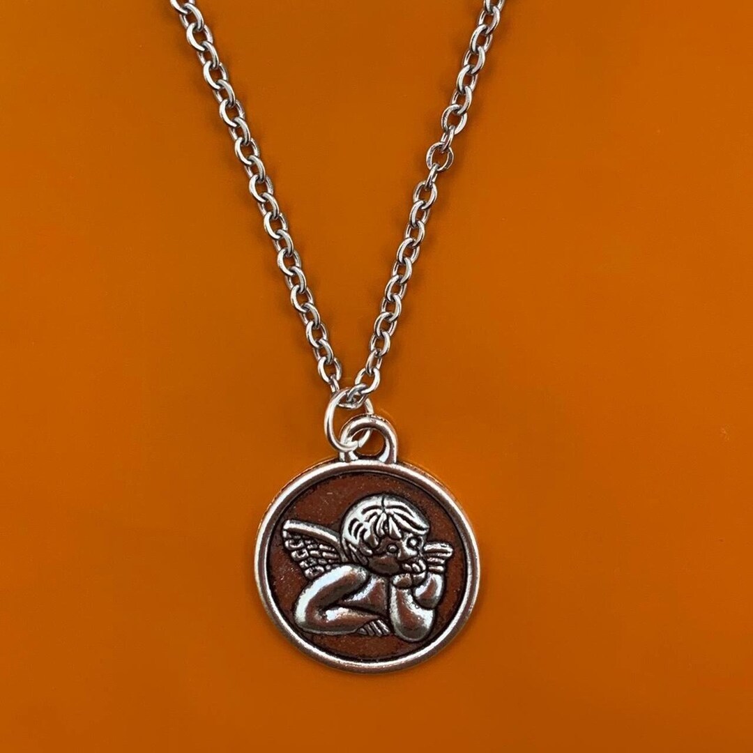 Cherub Coin Necklace Silver Chain Mens Tarnish Free Chain Gift Birthday ...