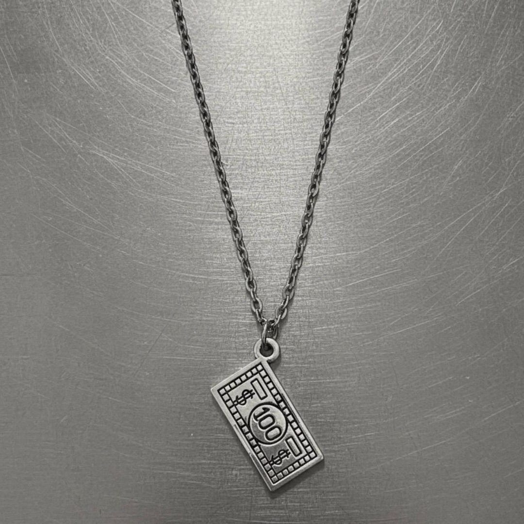 100 Dollar Bill Necklace Silver Mens Silver Chain Women's Necklace ...