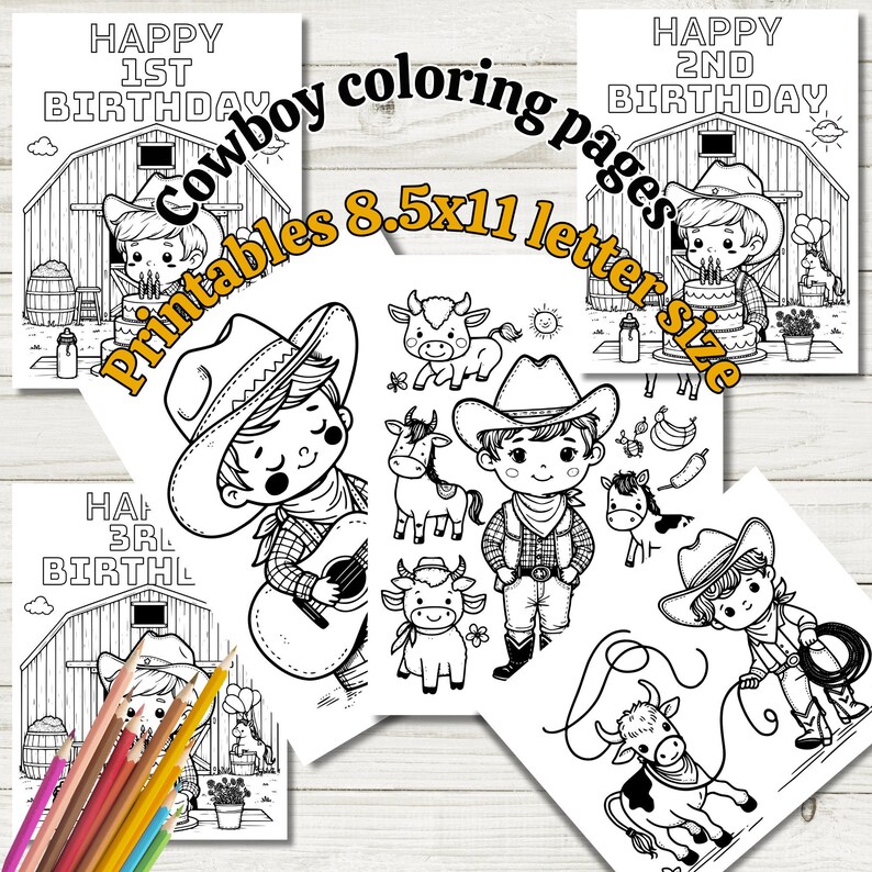 Cowboy Coloring Book,kids Coloring Pages,wildwest Coloring Pages,cute ...