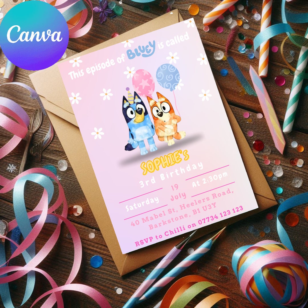 Bluey Invitation, Bluey Birthday Invitation, Bluey, Bingo, Editable ...