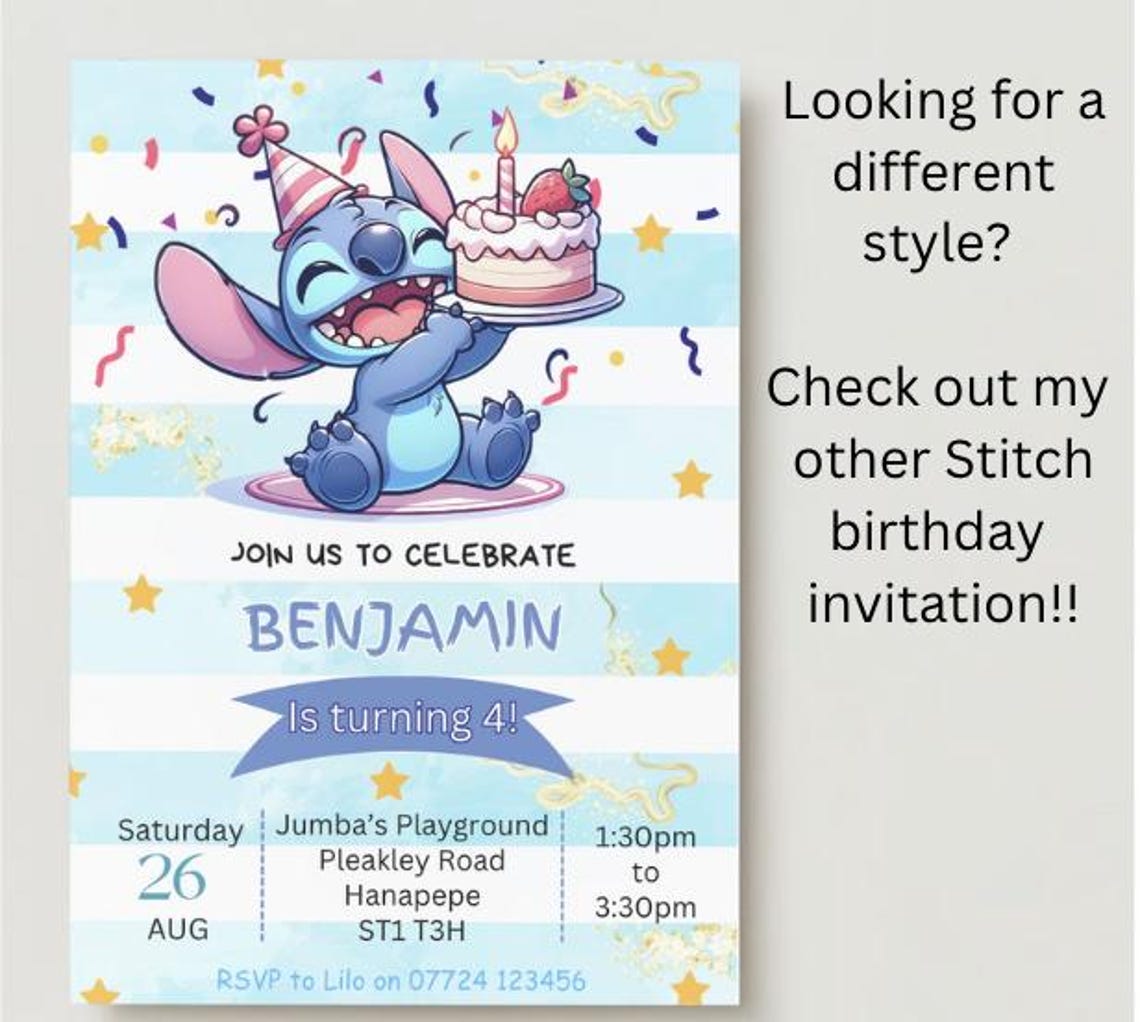 Stitch Invitation, Stitch Birthday Invitation, Lilo and Stitch, Lilo ...