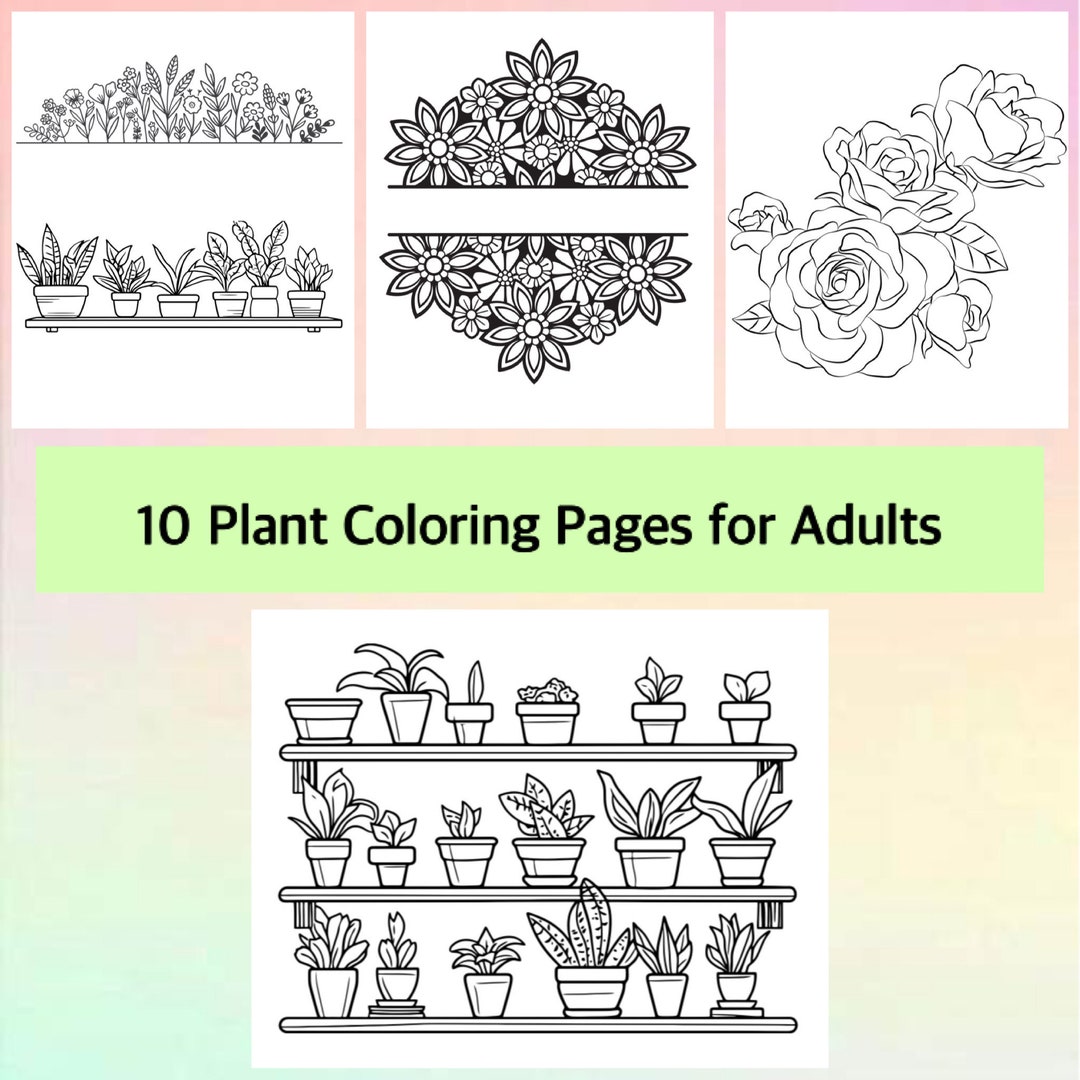 Plant and Garden Coloring Pages for Adults - Etsy
