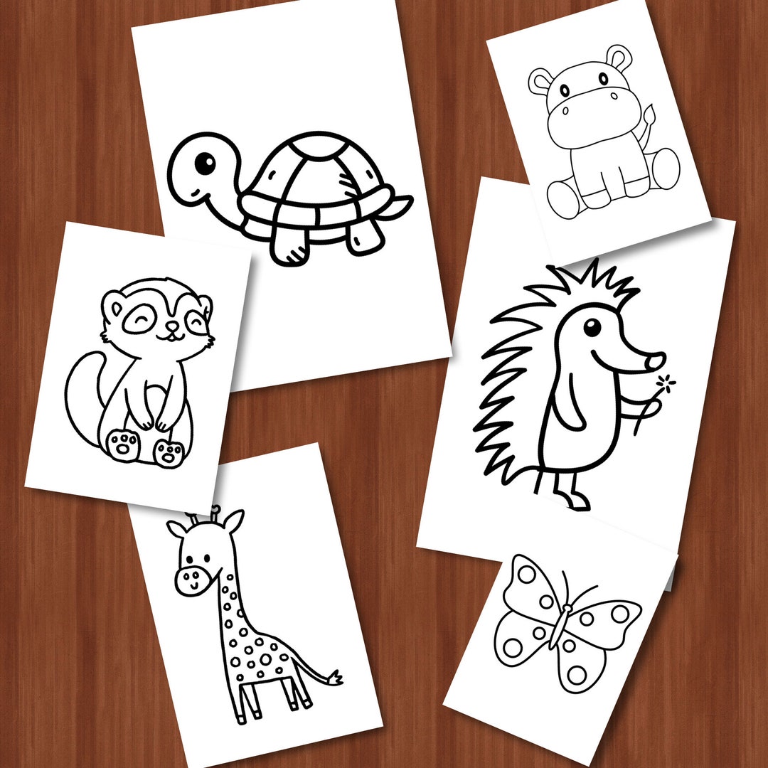 25 EASY Animal Coloring Pages for Kids - Etsy