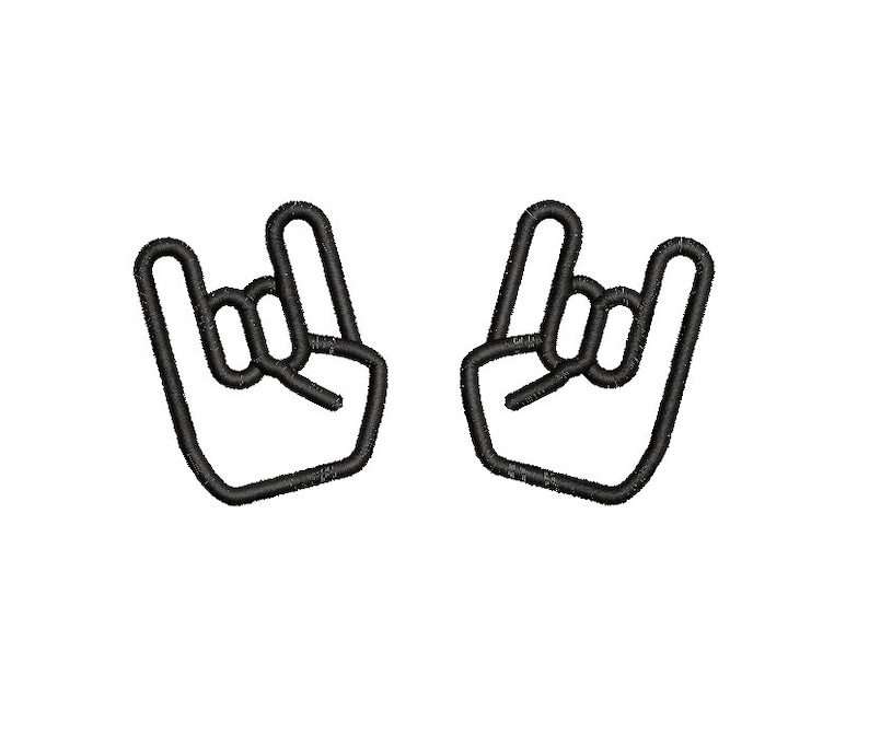 Rock and Roll Hand Symbol Embroidery Machine Design Rock and Roll Hands ...