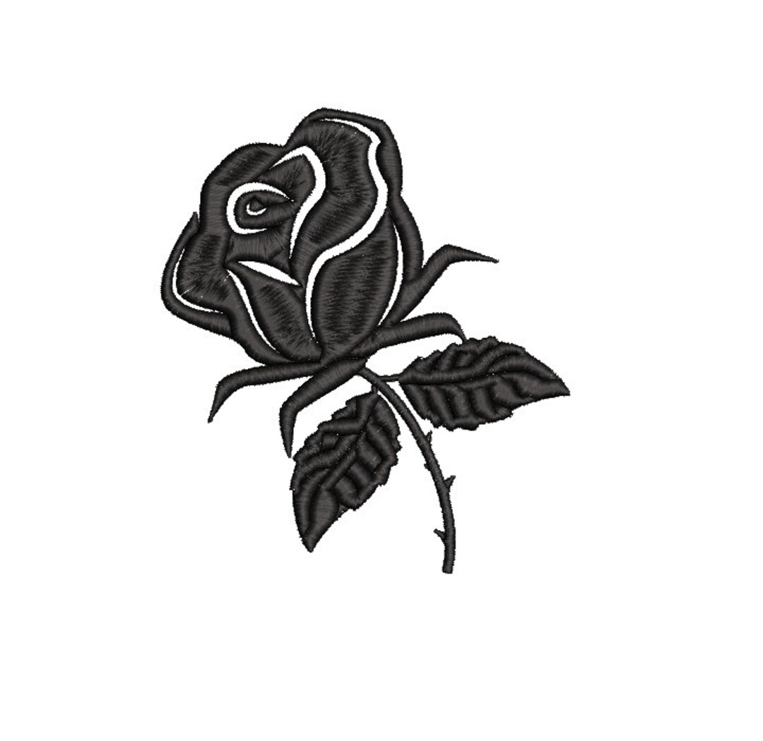Black Rose Flower Machine Embroidery Design Rose Embroidery Design ...