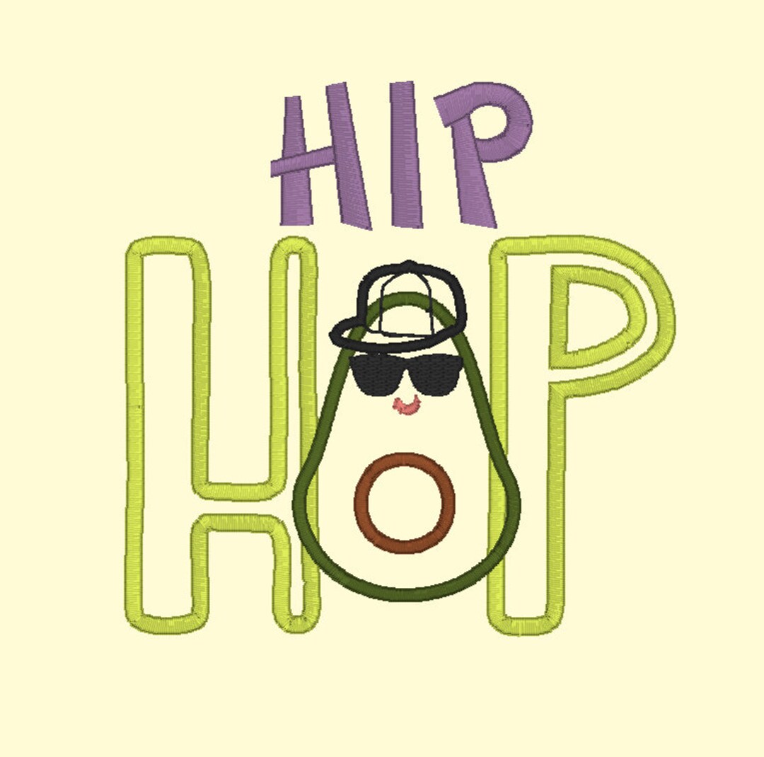 Avocado Hip Hop Applique Embroidery Design (digital Download) - Etsy