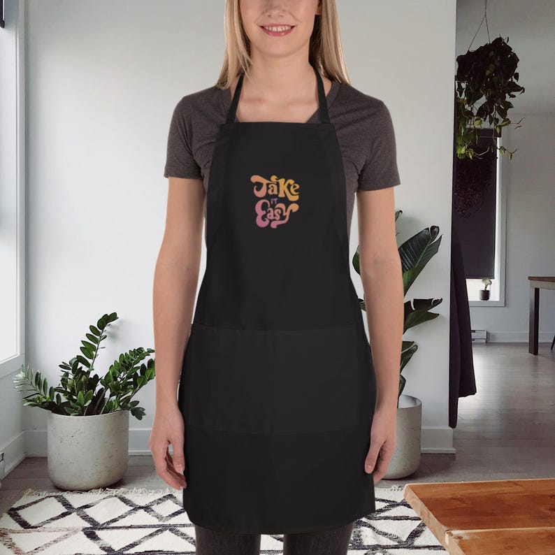 Black Kitchen Apron Take It Easy Design Modern Elegance and Functionality for Home Cooks and ...