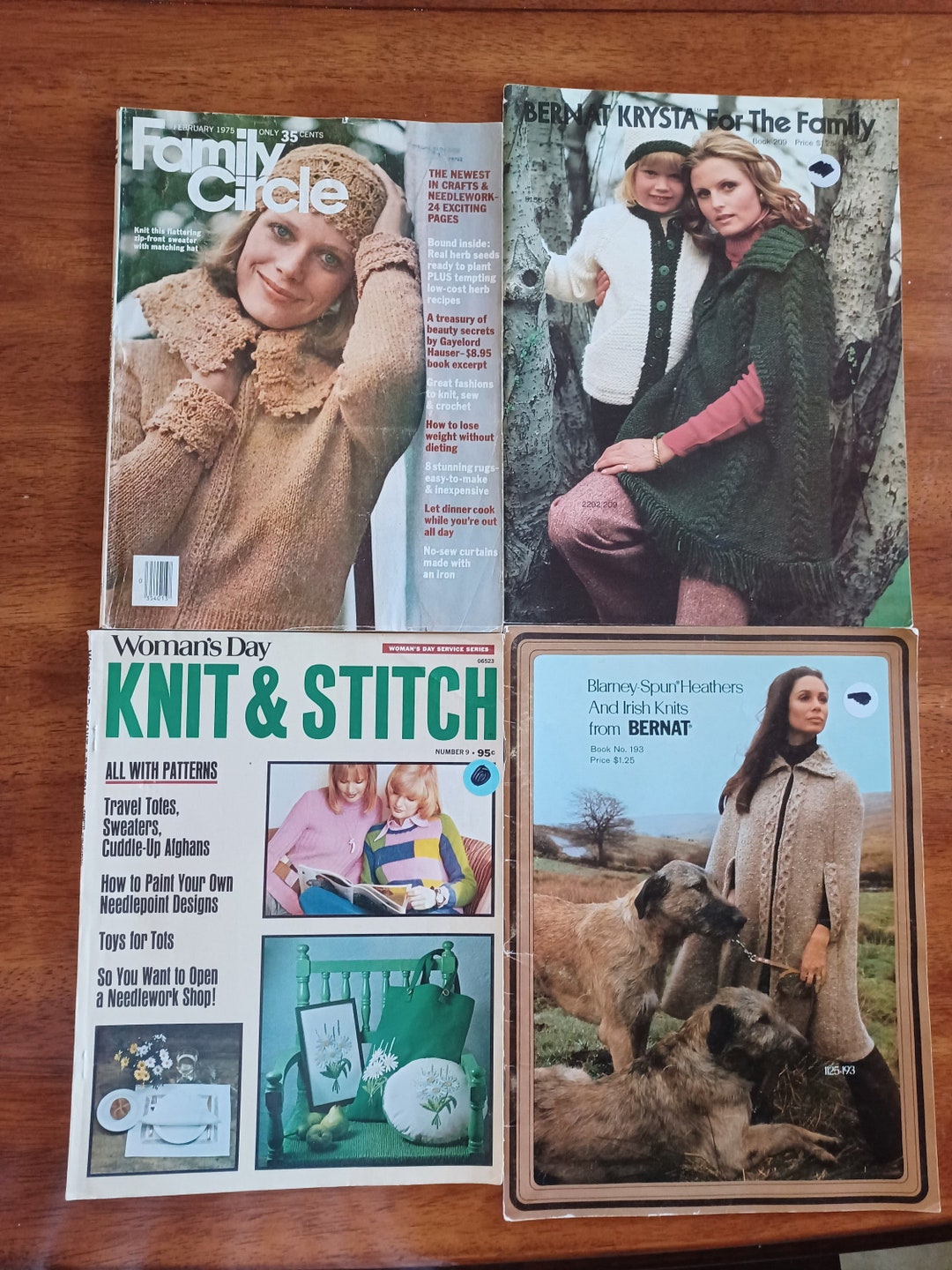 Knitting 1970s Lot of 4 Vintage Knit Sweater Patterns Aran Knit ...