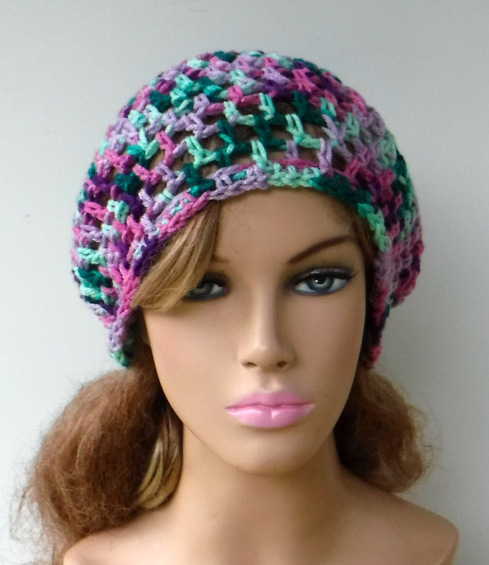 Snood Slouchy Beanie/berry Mint Summer Hat/hippie Short Small - Etsy