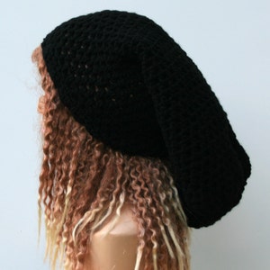 Rasta Dread Tam Hat, Super Long Black or Other Color Custom Snood Tam ...