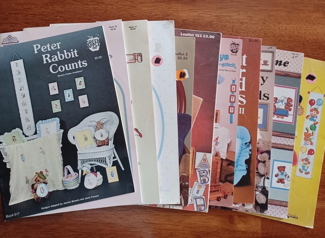 Cross Stitch Big Lot of 10 Vintage Cross Stitch Booklets/nursery Baby ...
