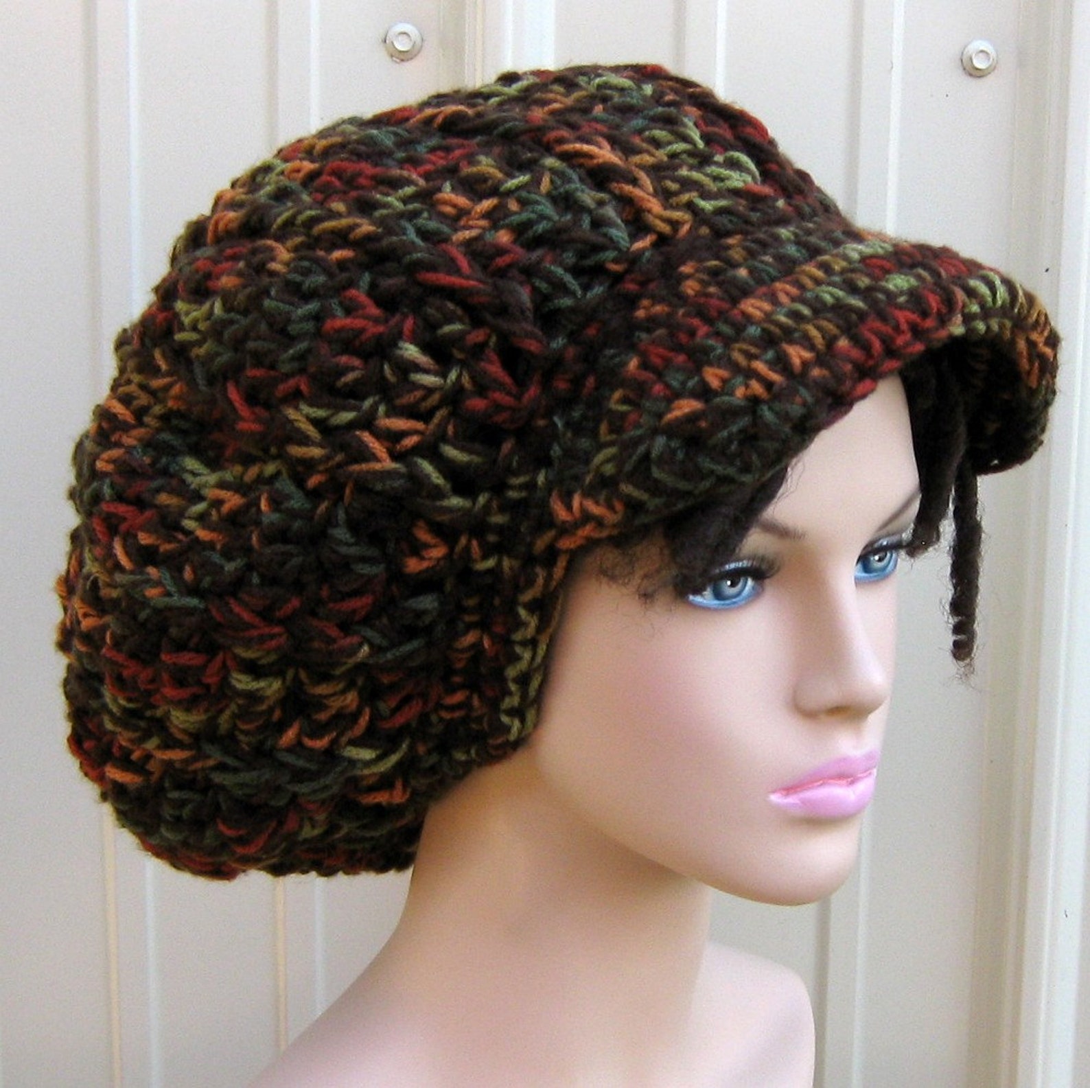 Brown Fall Cap Visor Dread Tam Hat Hippie Slouchy Newsboy - Etsy