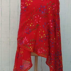 B Quality Red Cotton Indian Dupatta Scarf/very Long Wide Vintage Scarf ...