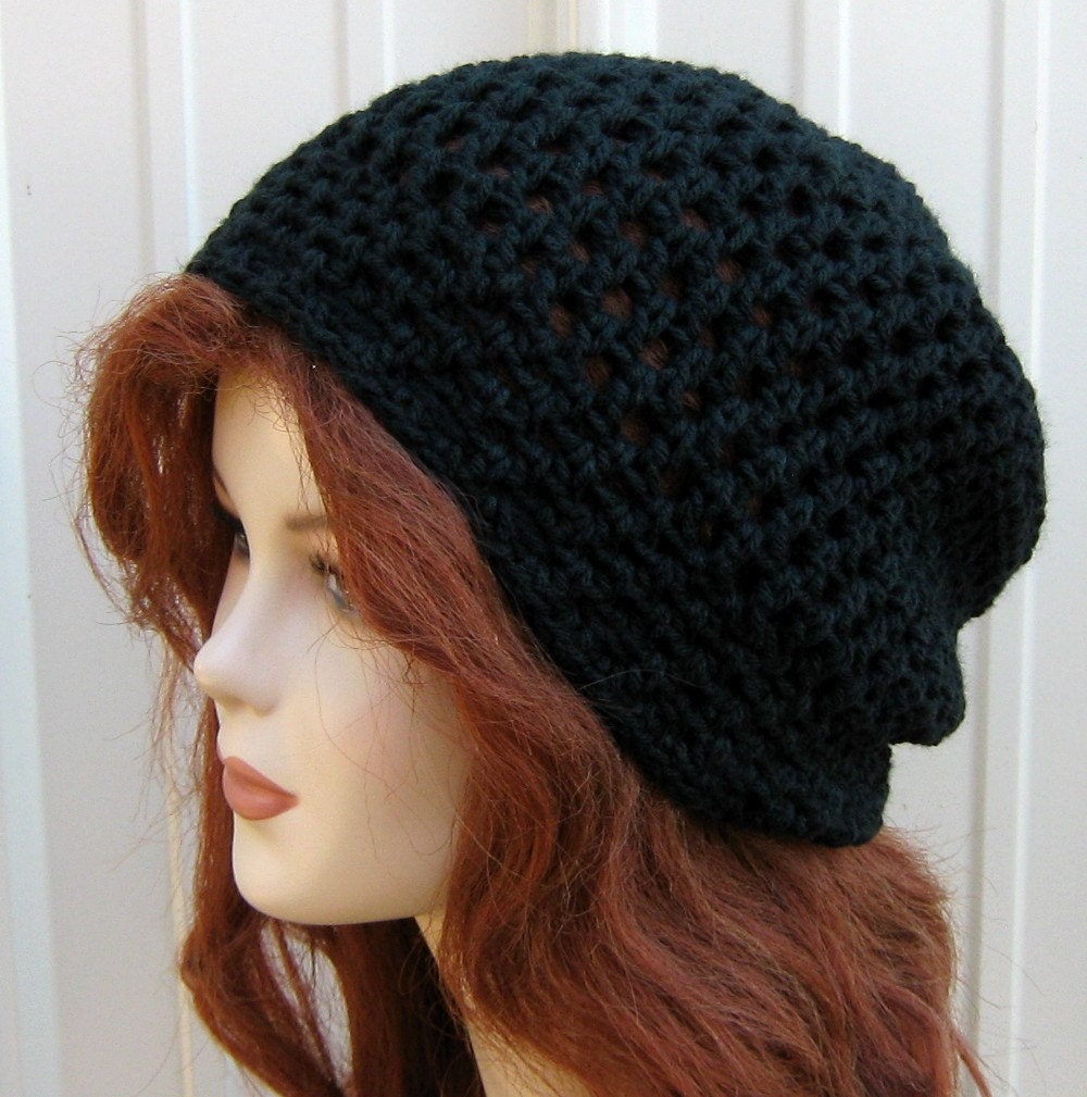Little Slouchy Hat, Black Small Hippie Dread Slouchy Beanie Short Snood ...