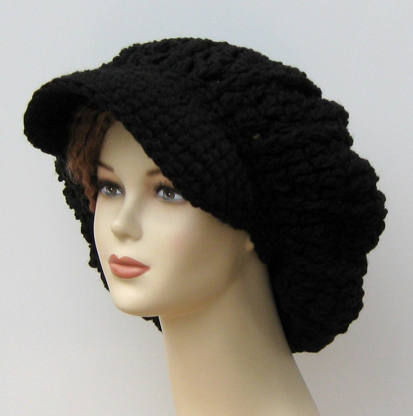 Oversized Dreadlocks Cap Visor Dread Tam Hat Hippie Slouchy Newsboy Cap ...