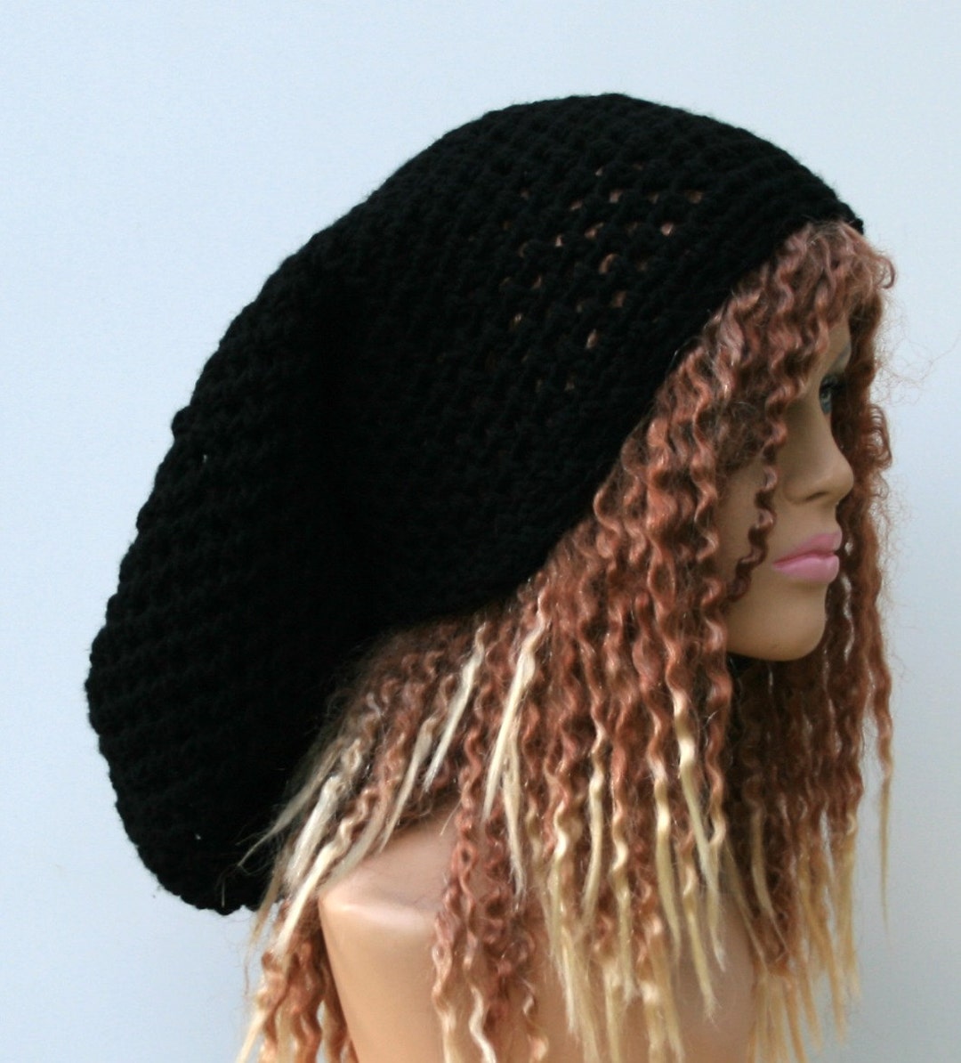 Rasta Dread Tam Hat, Super Long Black or Other Color Custom Snood Tam ...