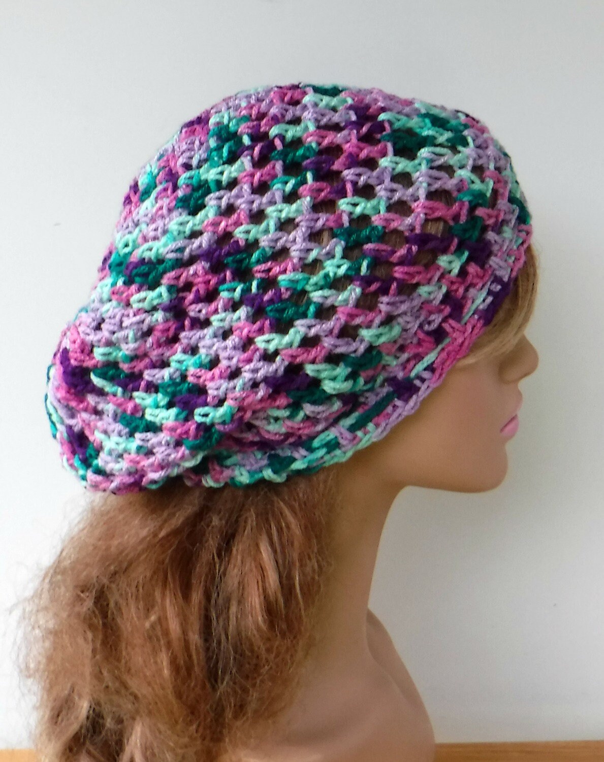 Snood Slouchy Beanie/berry Mint Summer Hat/hippie Short Small - Etsy
