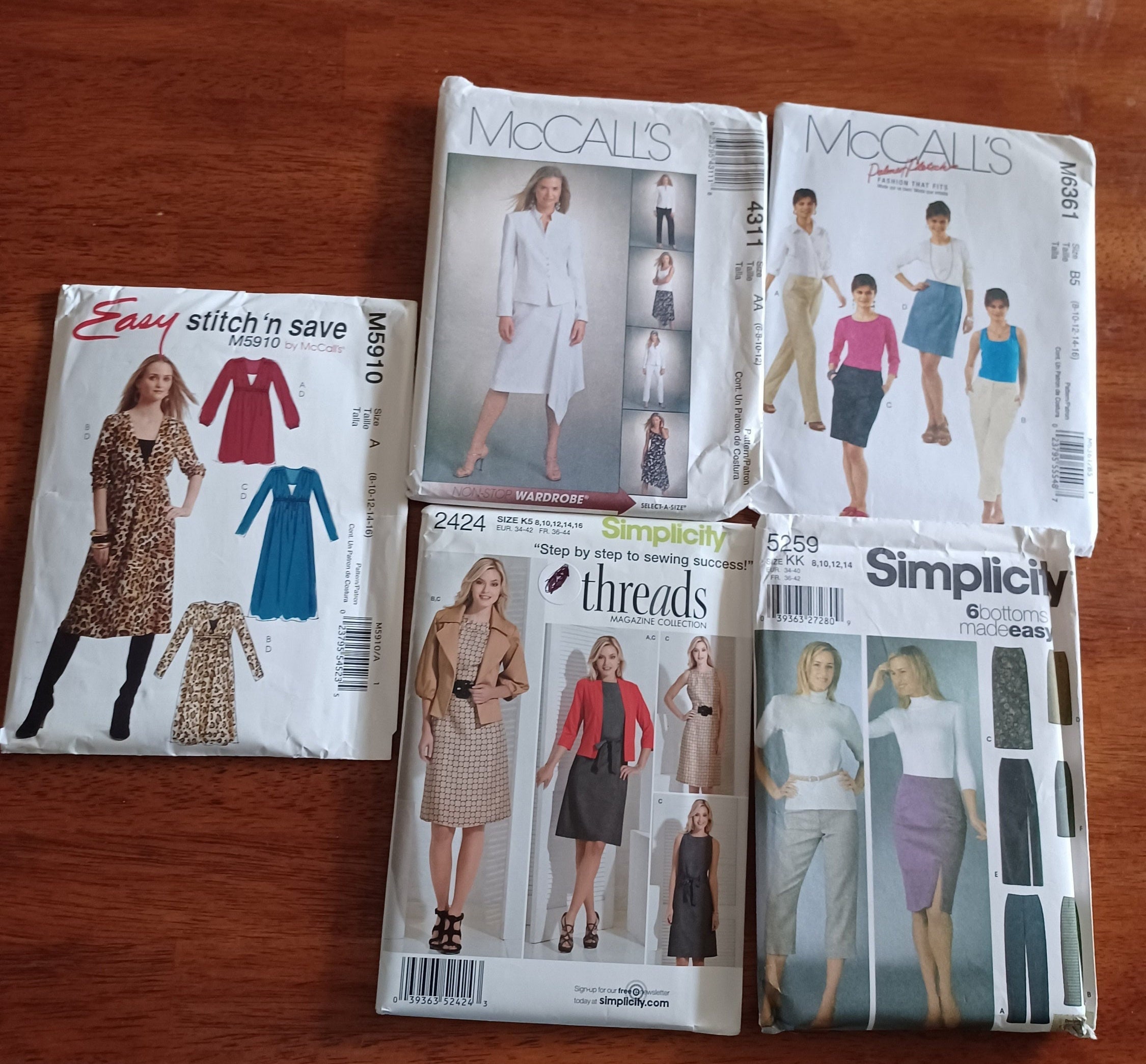 Sewing Lot of 5 Separates Wardrobe Dress Top Jackets Pants Mccalls ...
