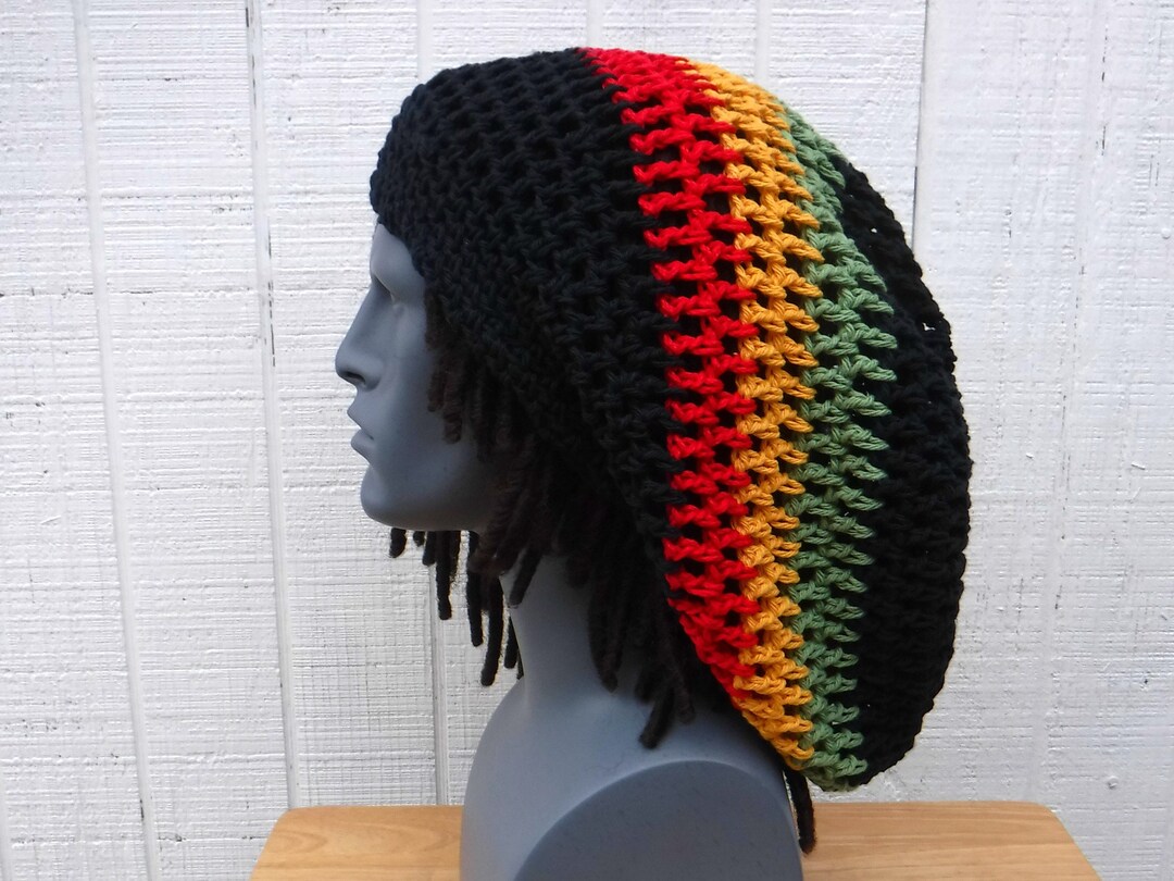 Cotton Slouchy Hat/handmade Dread Hat Dreadlocks Beanie Black With ...