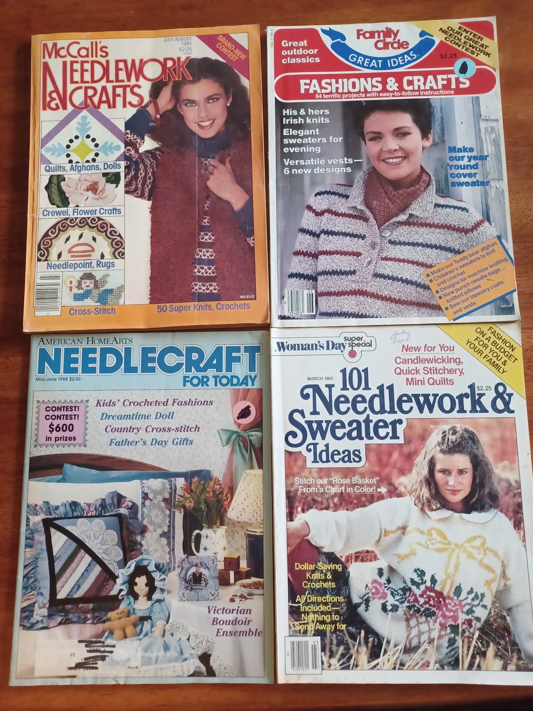 NEEDLEWORK Craft Lot of 4 Vintage 1980s Knitting Crochet Sewing Cross ...